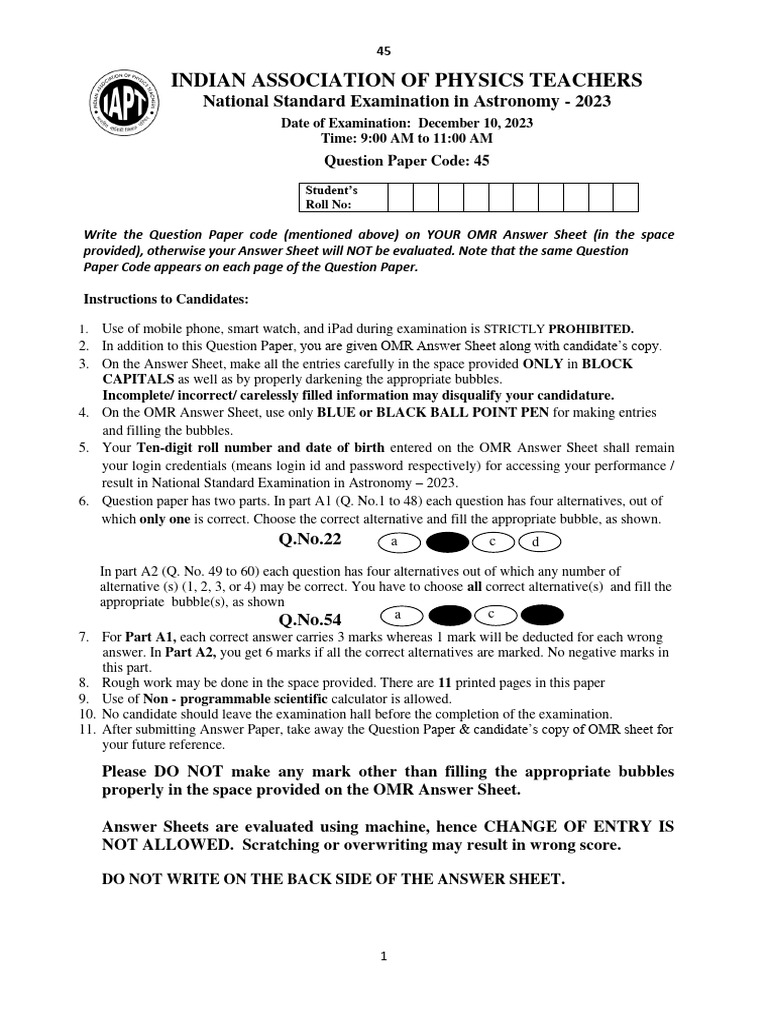 NSEA 2023 Question Paper RJ | PDF