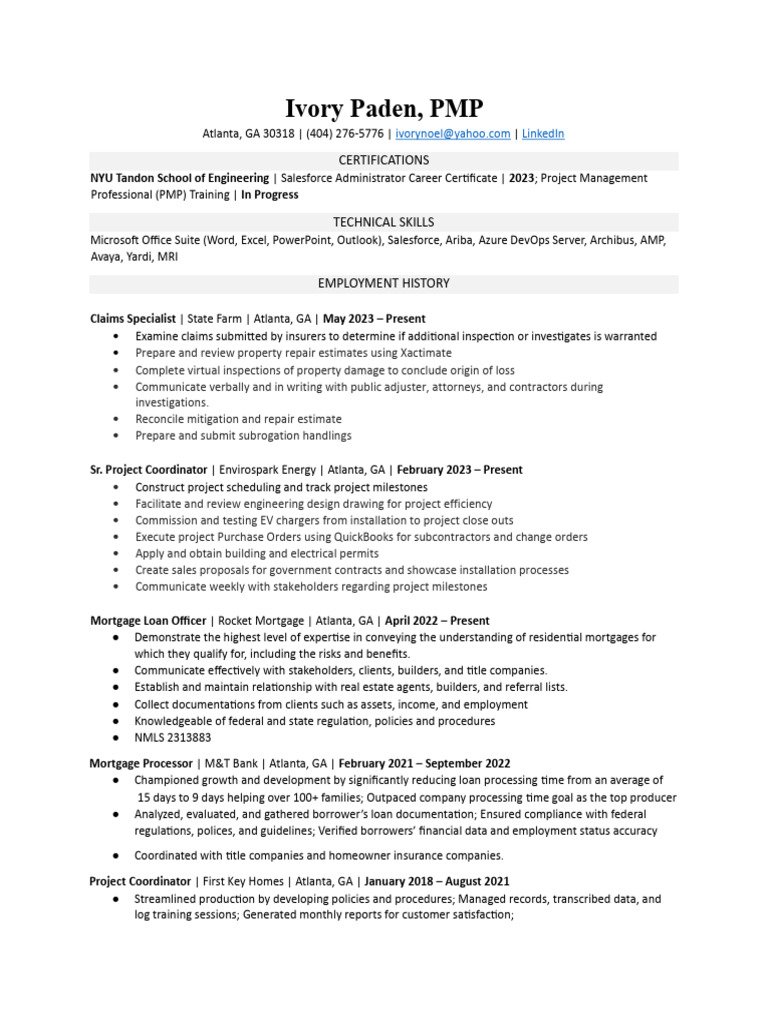 Ivory - Paden New Resume 2013 | PDF