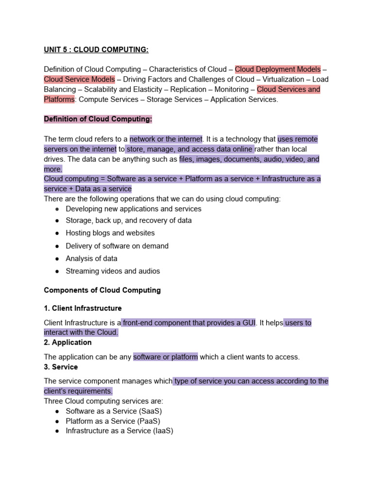 Unit 5 - Cloud Computing - DC | PDF | Cloud Computing | Virtualization