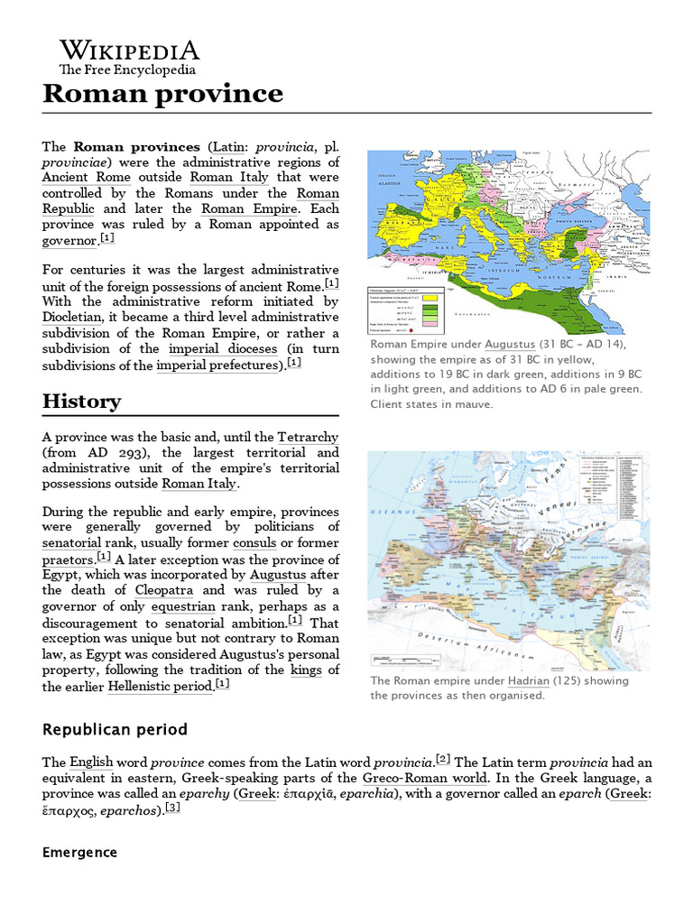 Roman Province - Wikipedia | PDF