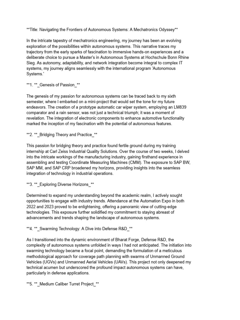 Hbrs Sop 1st Draft | PDF