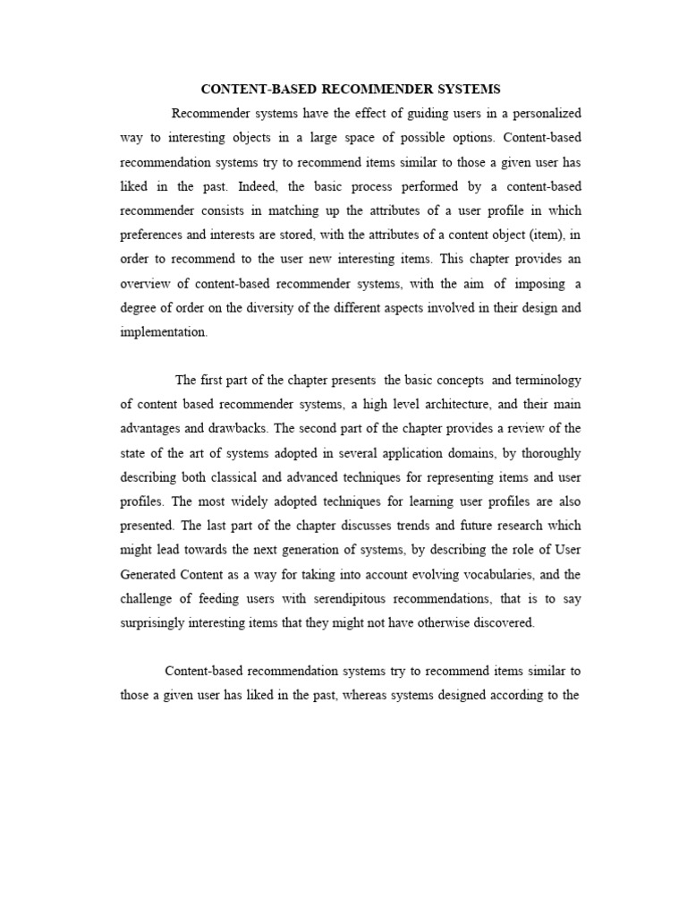 Content Based Filtering Pdf Human Communication Learning