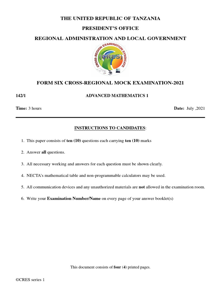Cres F6 - Math P1 S1 | PDF | Mean | Mathematics