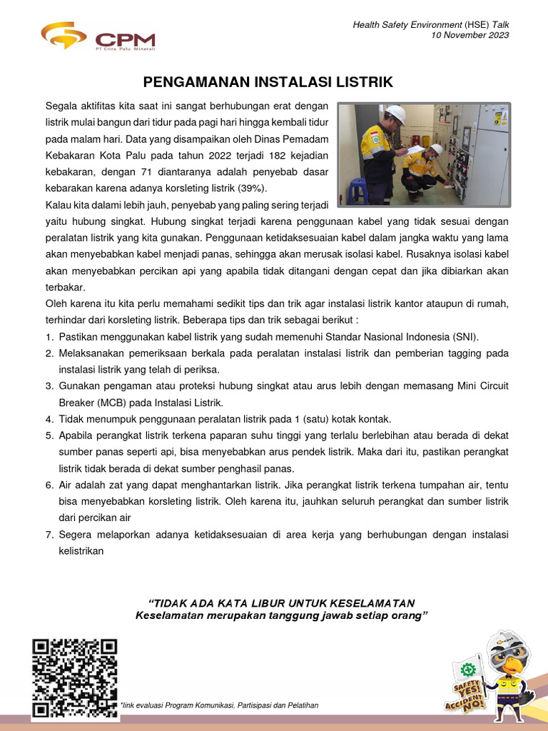 Hse Talk - Pengamanan Instalasi Listrik | PDF