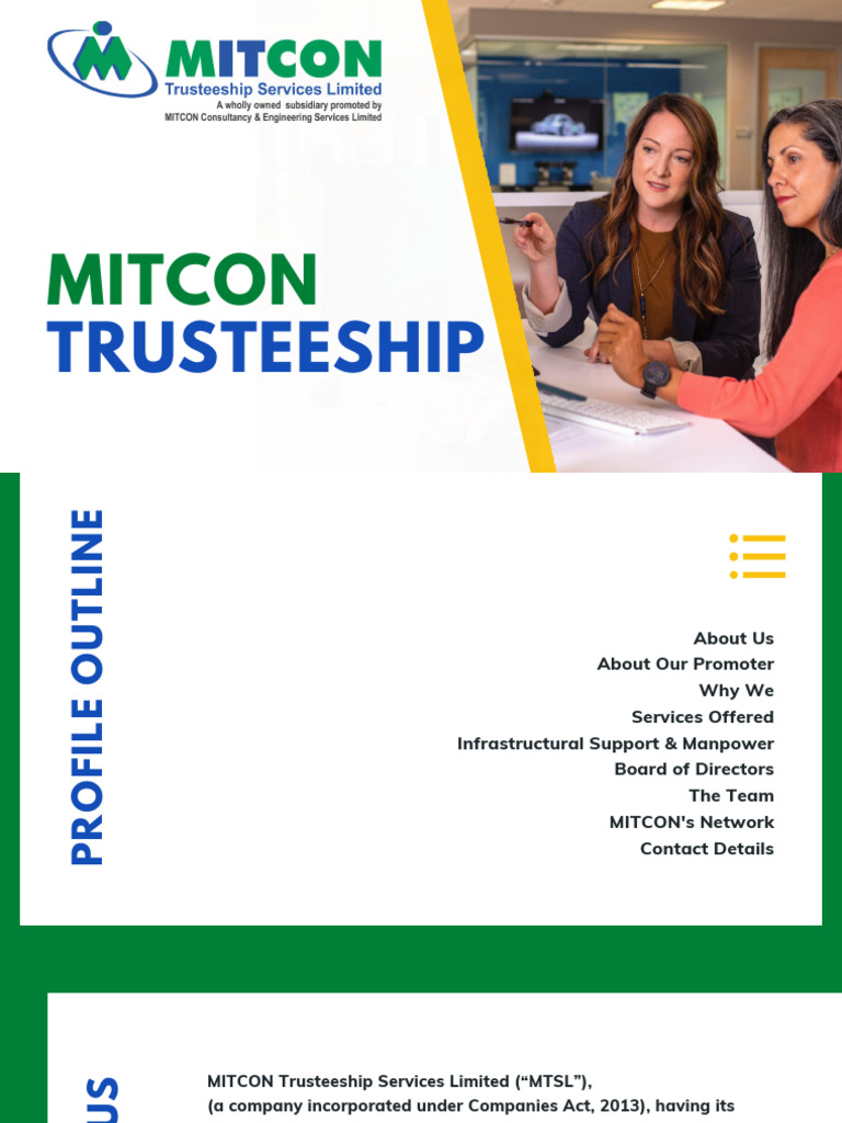 MITCON Trusteeship Services Overview | PDF | Securitization | Trustee