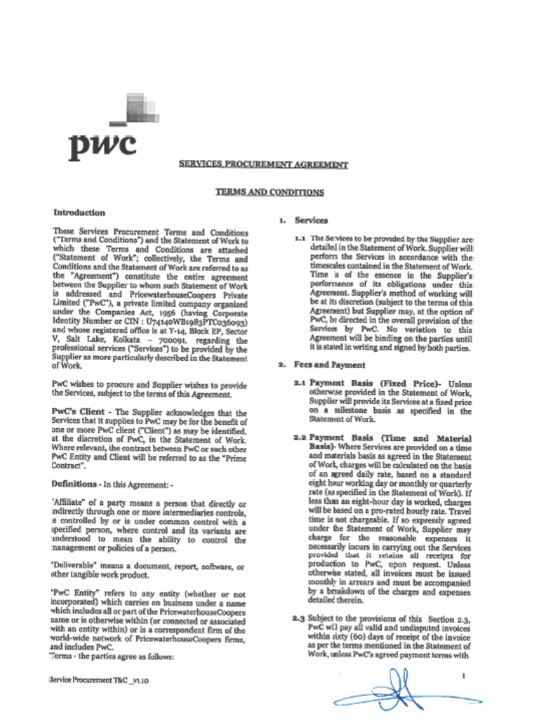 Service Procurement Agreement | PDF