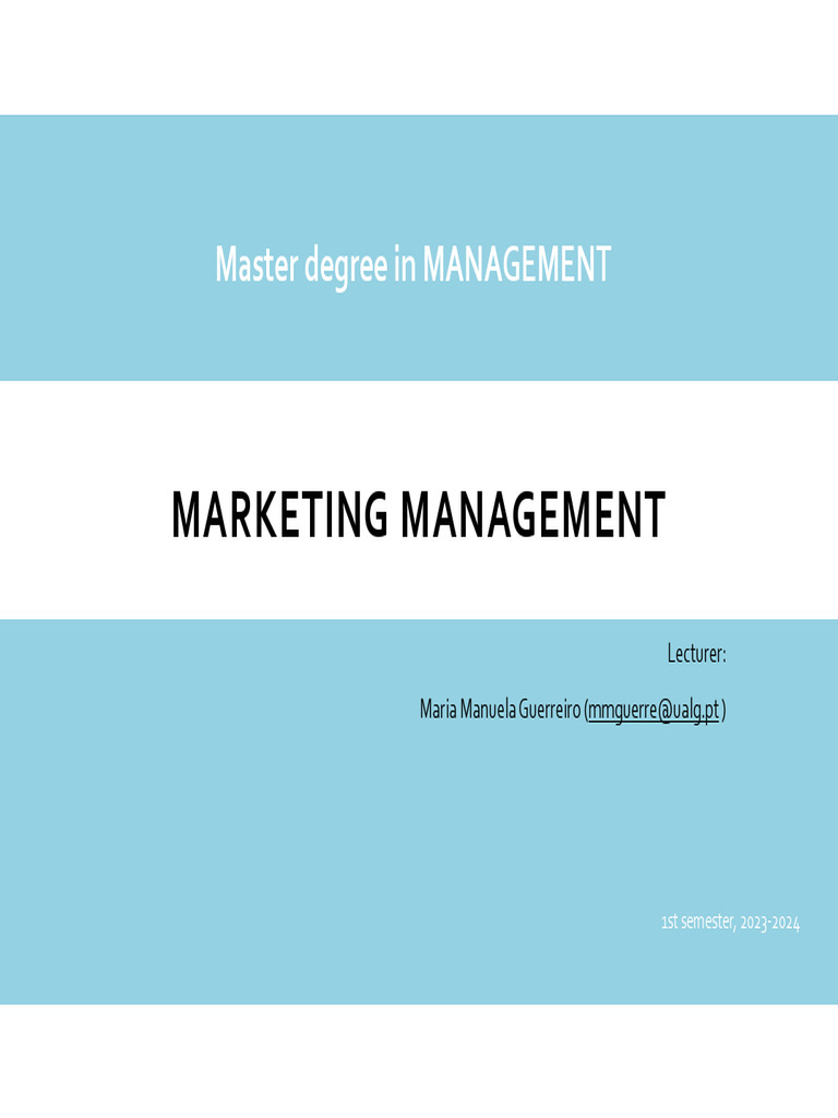 MNM - Marketing Management - 2023-24 - Part I | PDF