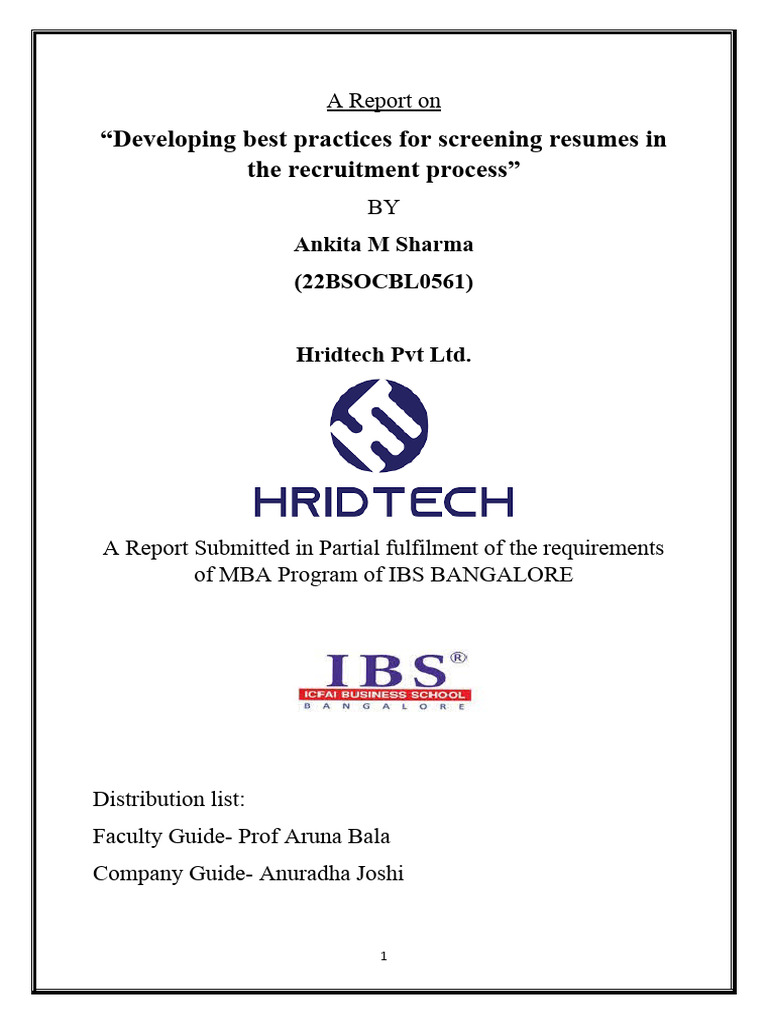 Interim Report | PDF | Recruitment | Résumé