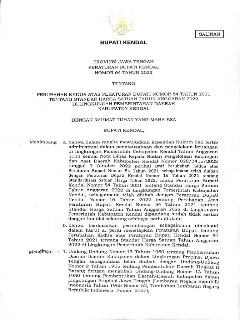 Perbup 2022 064 | PDF