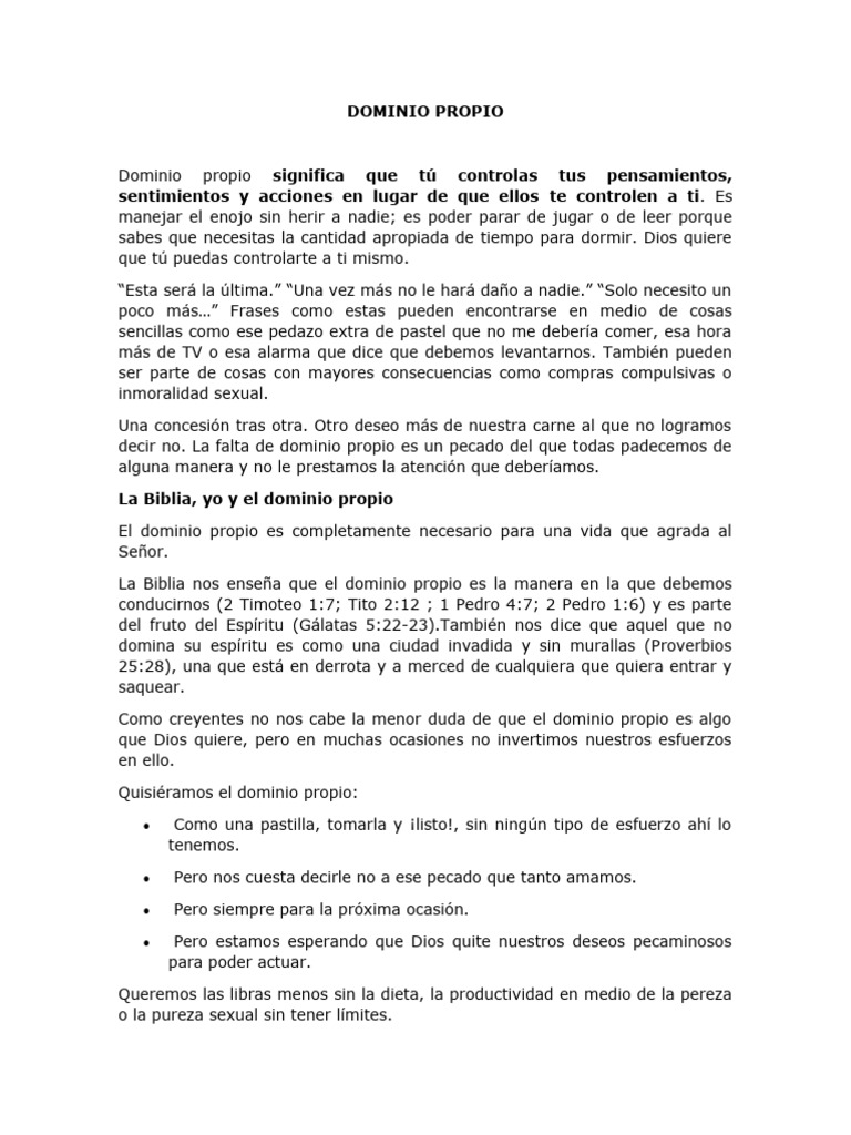 Dominio Propio | PDF | Pecado | Creencia religiosa y doctrina