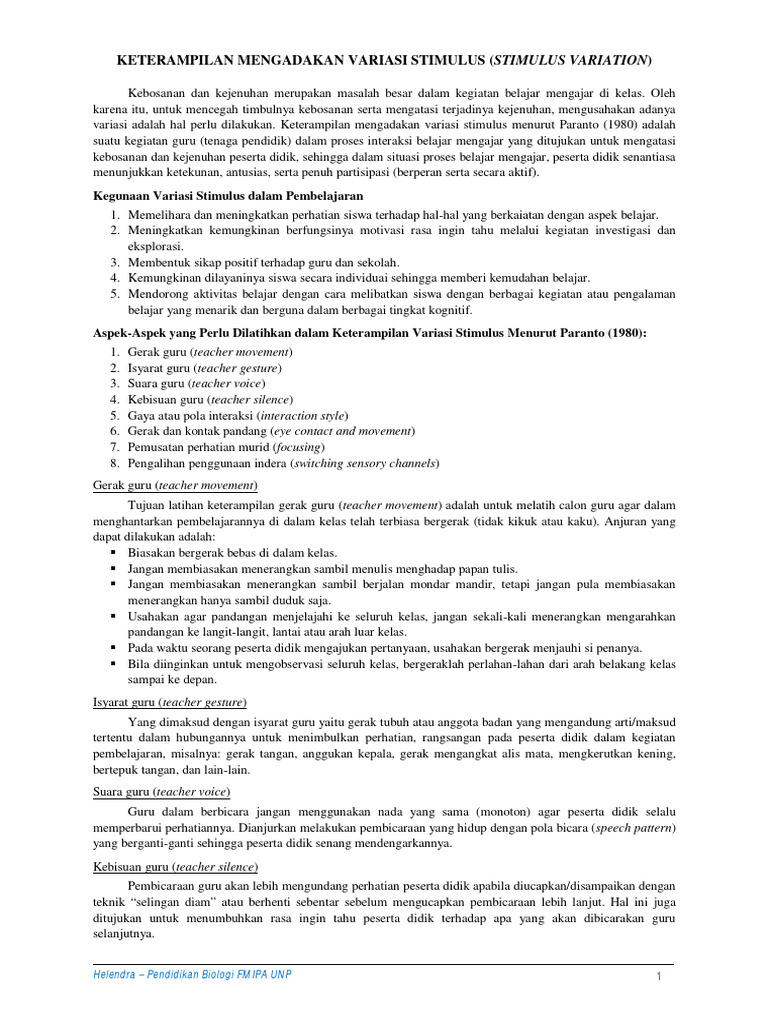 5 - Keterampilan Mengadakan Variasi Stimulus | PDF