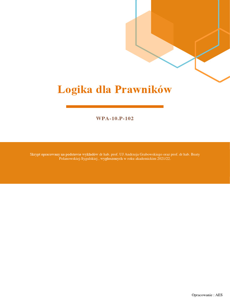 Skrypt Wykładowy Logika Dla Prawników 2021-22 | PDF
