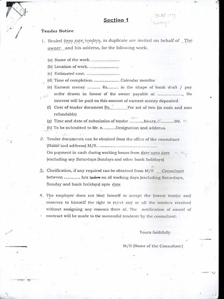 Tender by SC Sir | PDF