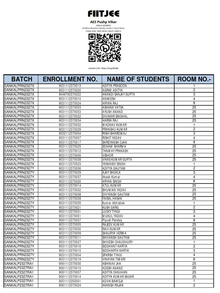 Seating Plan For Phase Test | PDF