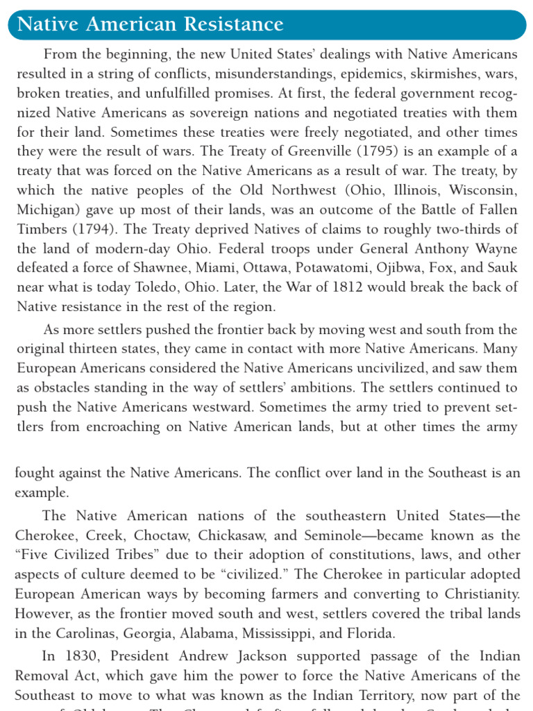 Native American Resistance and Struggles | PDF | Tecumseh | Cherokee