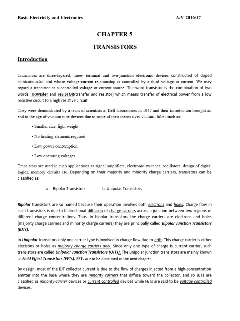 Chapter 5 FET &BJT | PDF
