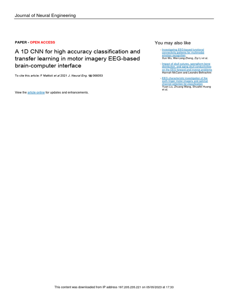 A 1D CNN For High Accuracy Classification and | PDF | Science ...