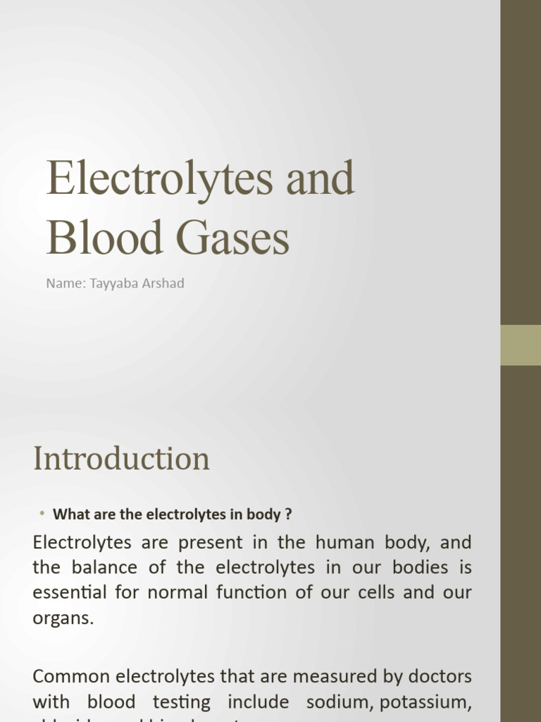 Electrolytes and Blood Gases | PDF | Electrolyte | Physiology