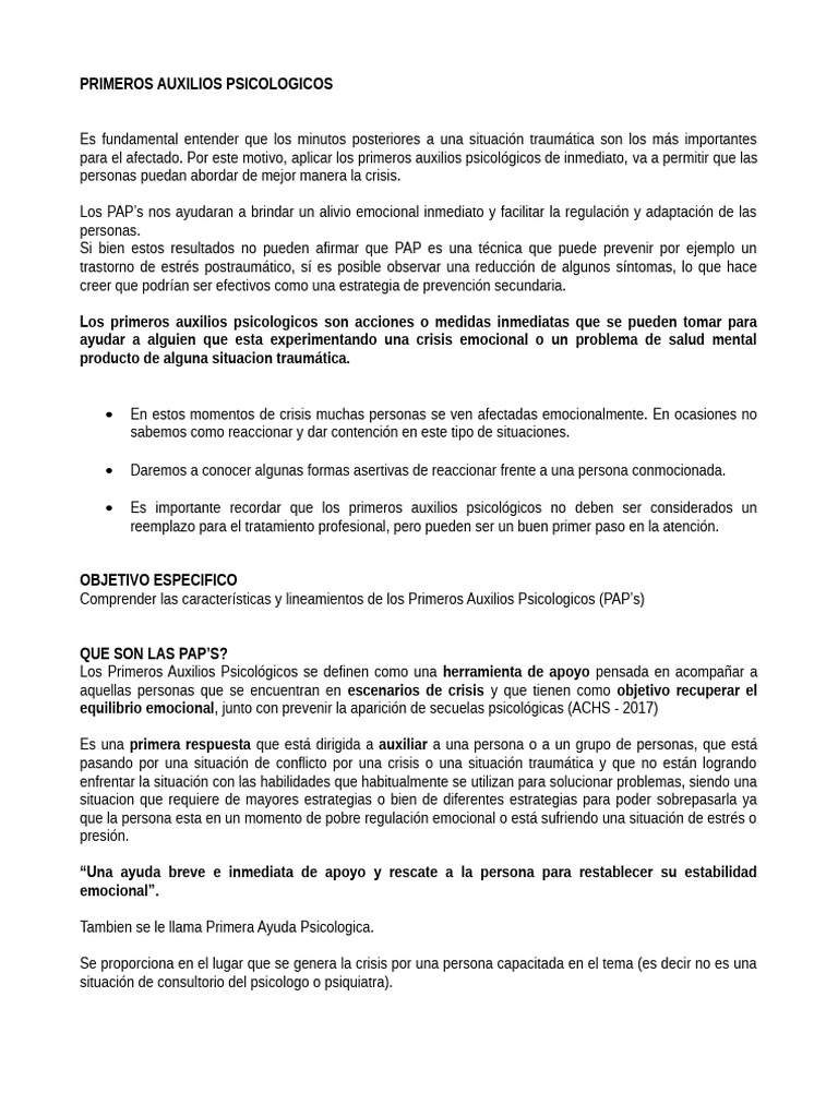 Primeros Auxilios Psicologicos | PDF