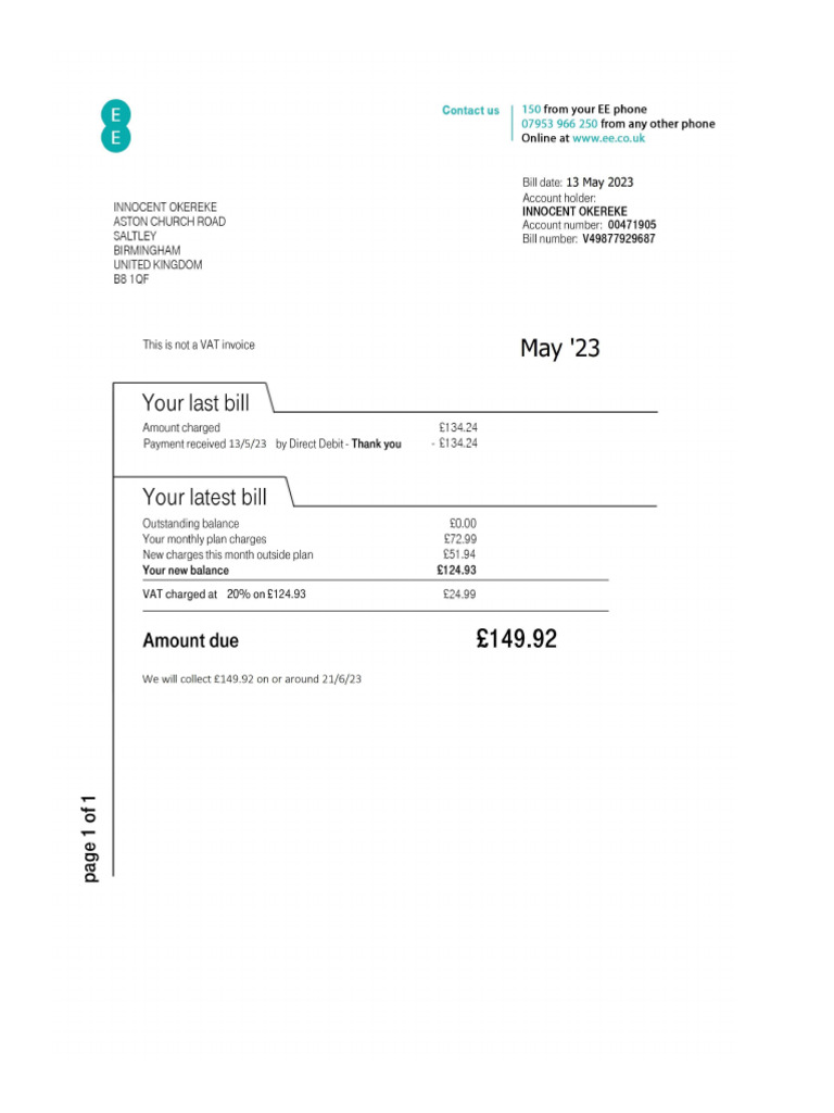 EE Utility Bill | PDF