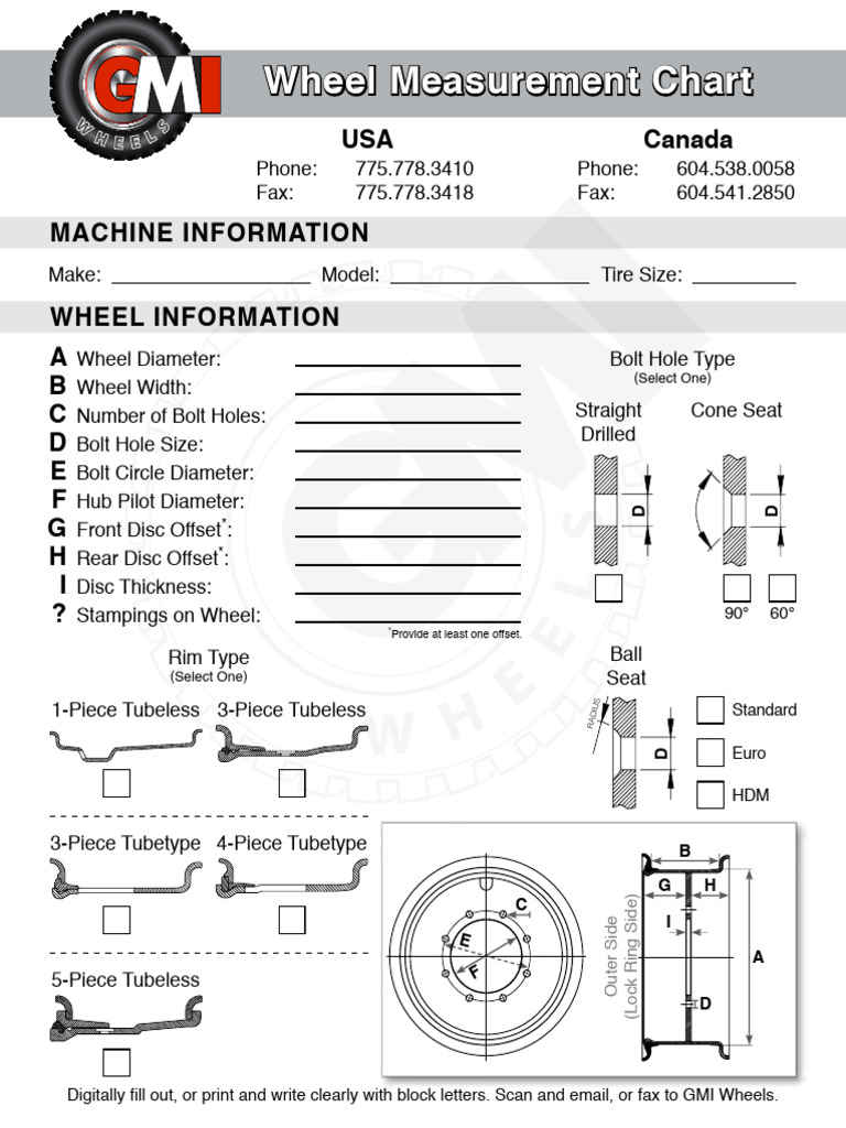 GMI Wheels Measurement Sheet | PDF