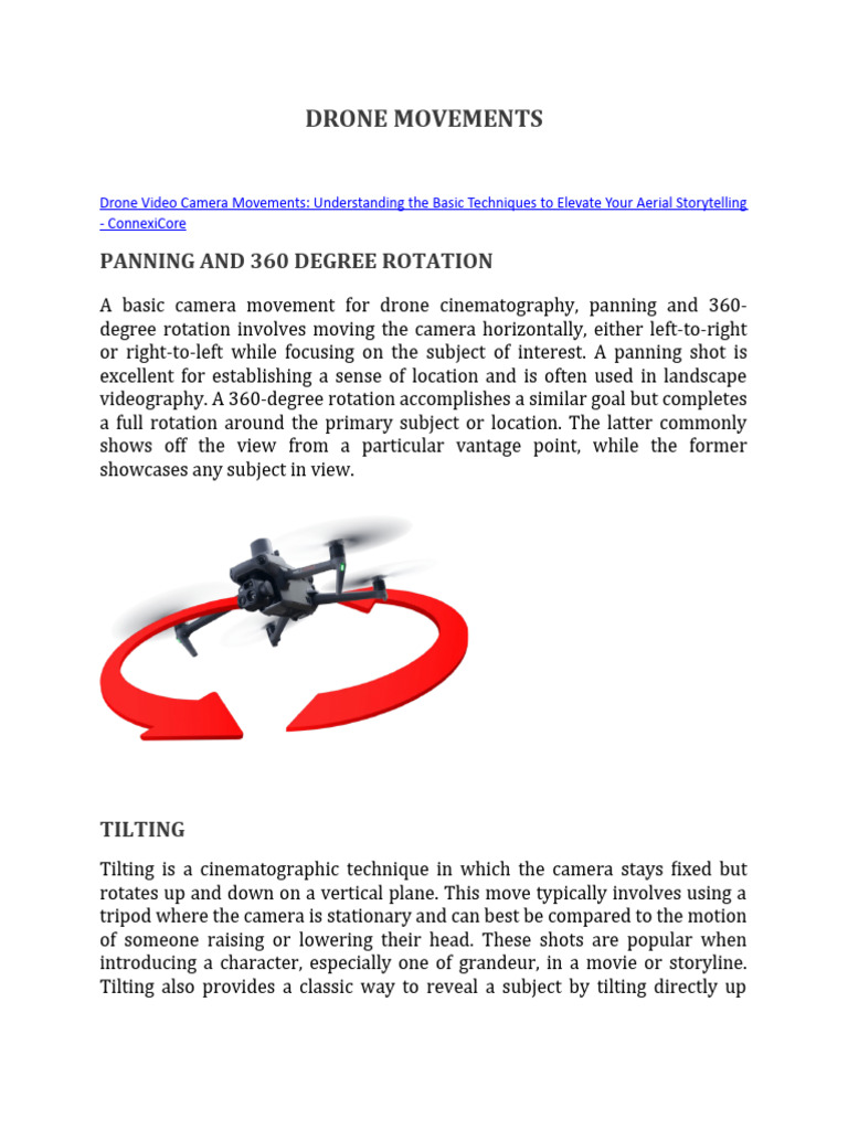 Drone Movements | PDF | Camera | Tripod (Photography)