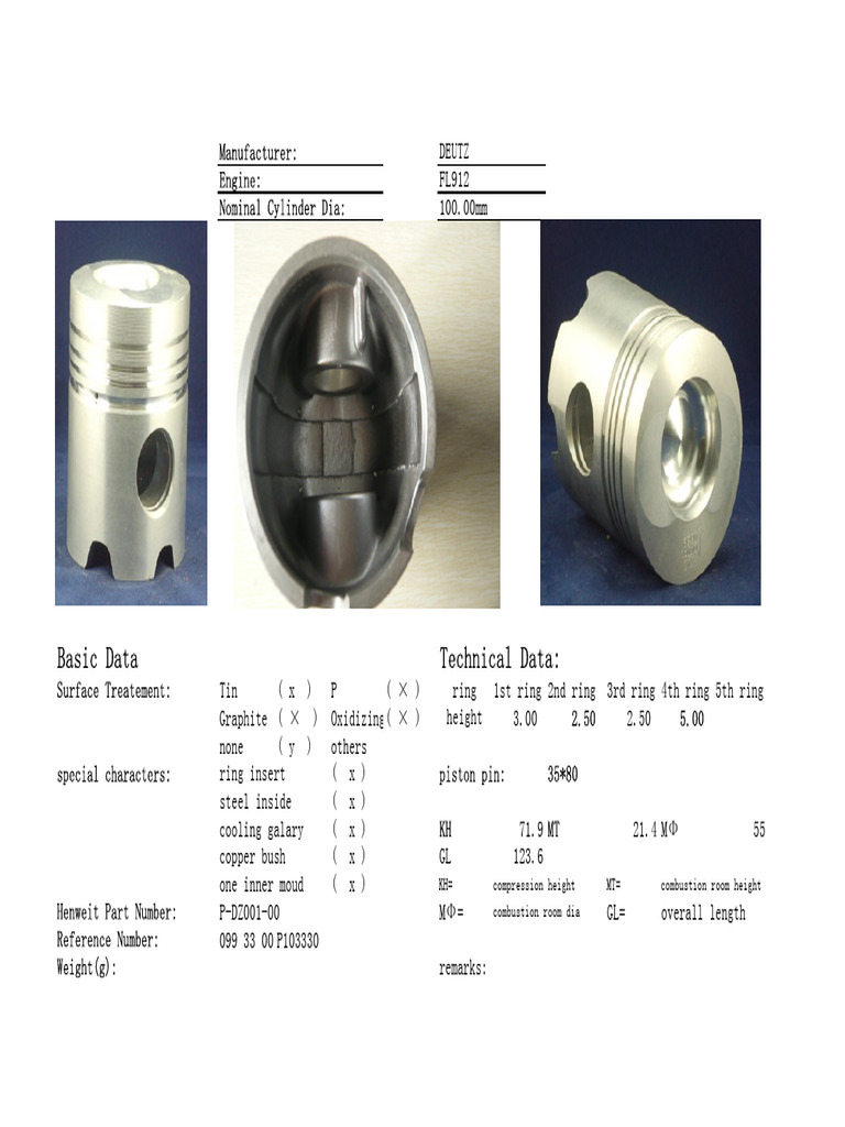 Deutz Piston | PDF | Piston | Engines