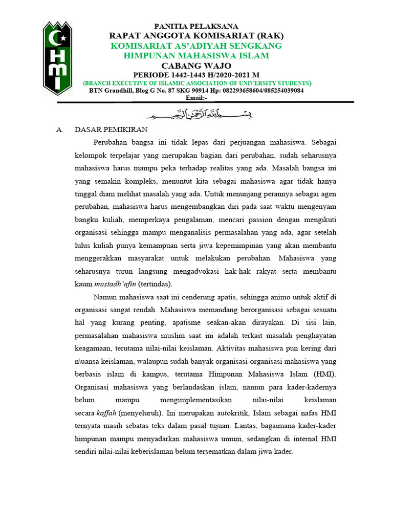 Proposal Basic As Adiyah | PDF