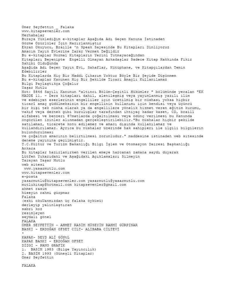 Omer Seyfettin Falaka | PDF