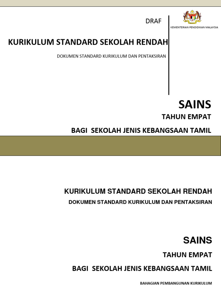 Dokumen Standard Kurikulum Dan Pentaksiran Sains Tahun 4 | PDF
