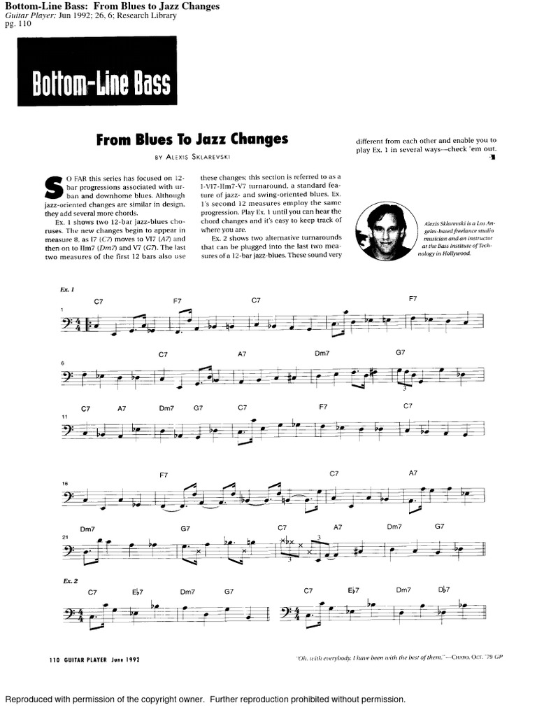 Bass Lesson - Alexis Sklarevski - From Blues To Jazz Changes | PDF
