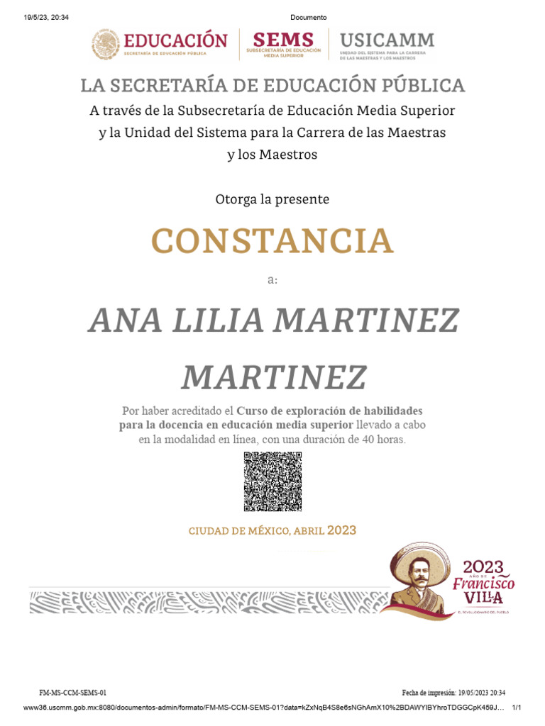constancia usicam 2023 | PDF