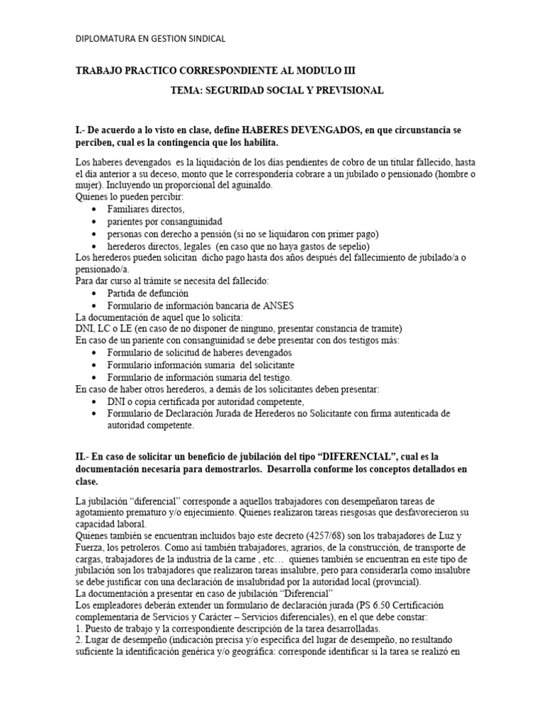 Modulo III. Trabajo Final | PDF | Jubilación | Pensión