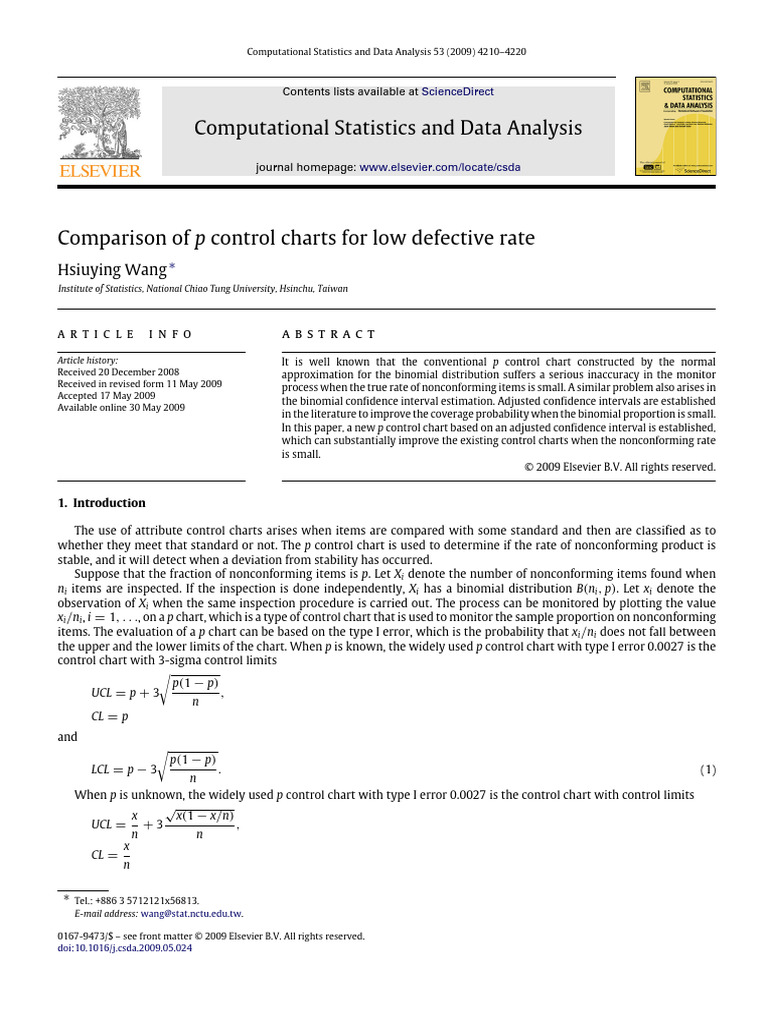 Comparison of P Control Charts For Low Defective Rate | PDF ...