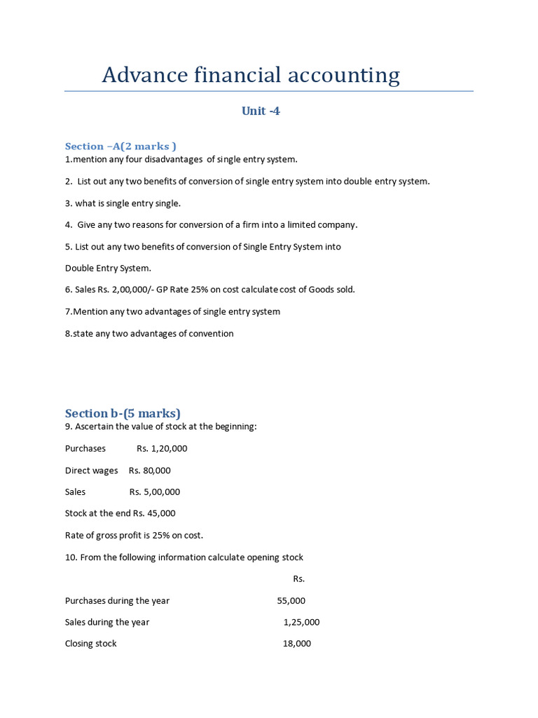 Advance Financial Accounting Unit 4 | PDF | Finance & Money Management | Technology & Engineering