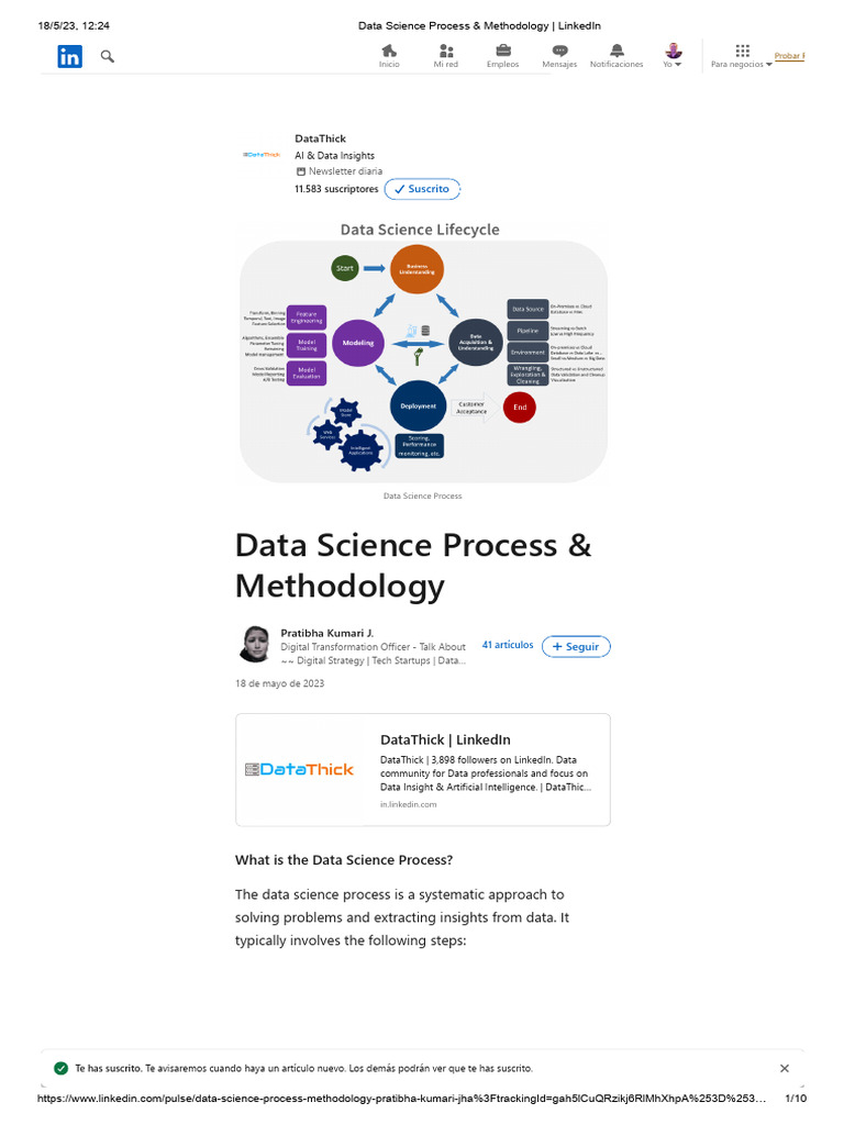 Data Science Process & Methodology - LinkedIn | PDF | Data | Data Analysis