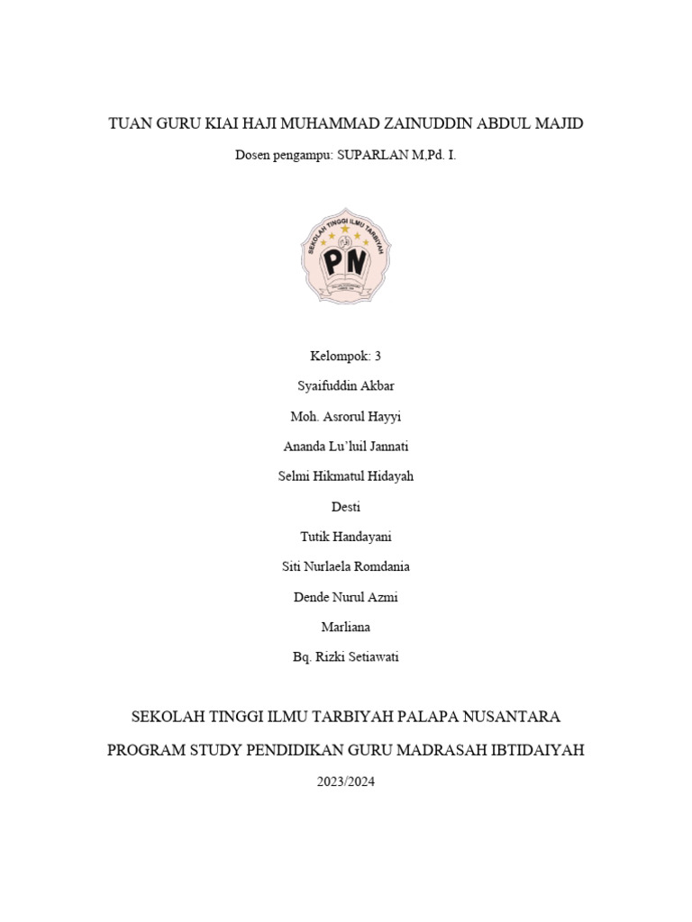 Biografi TGKH. M. Zainuddin A. Majid | PDF | Agama & Spiritualitas