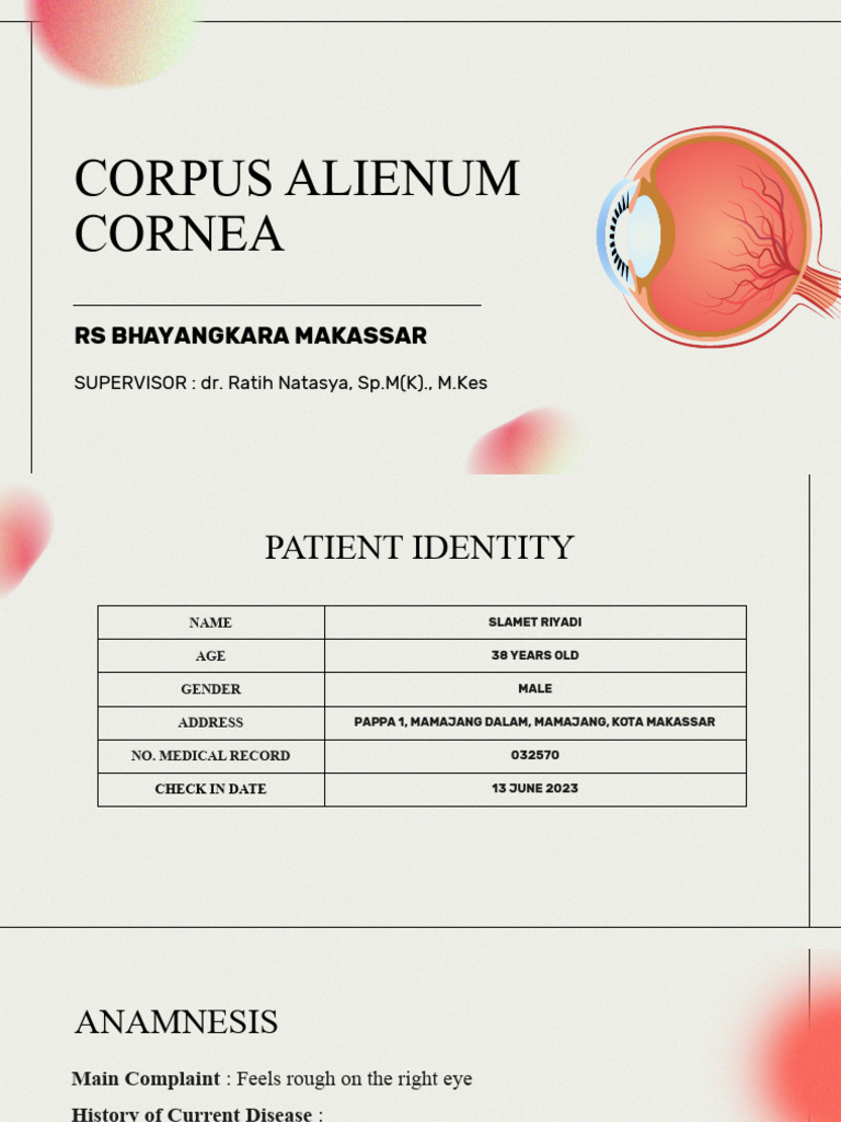 RK - Corpus Alienum Cornea - Rs Bhayangkara | PDF | Cornea | Medicine