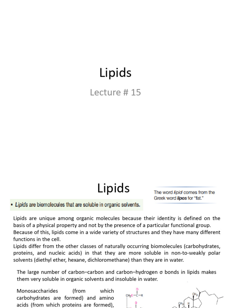 Lecture 15 - Lipids | PDF | Triglyceride | Fatty Acid