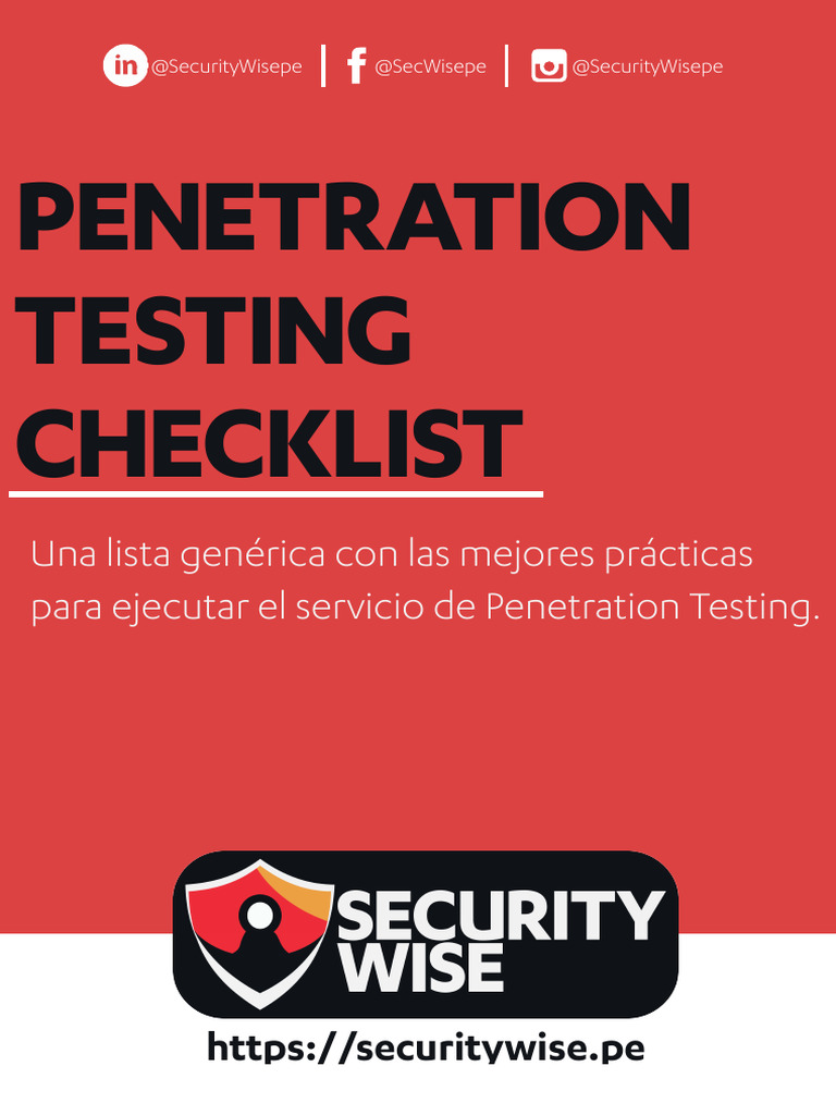 Security Wise Penetration Testing Checklist 1700529825 | PDF Security Wise Penetration Testing Checklist 1700529825 | PDF