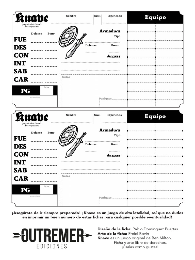 Knave Hoja de Personaje | PDF