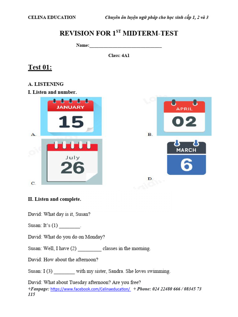 4A1 - Revision For 1st Midterm Test | PDF | Vietnam