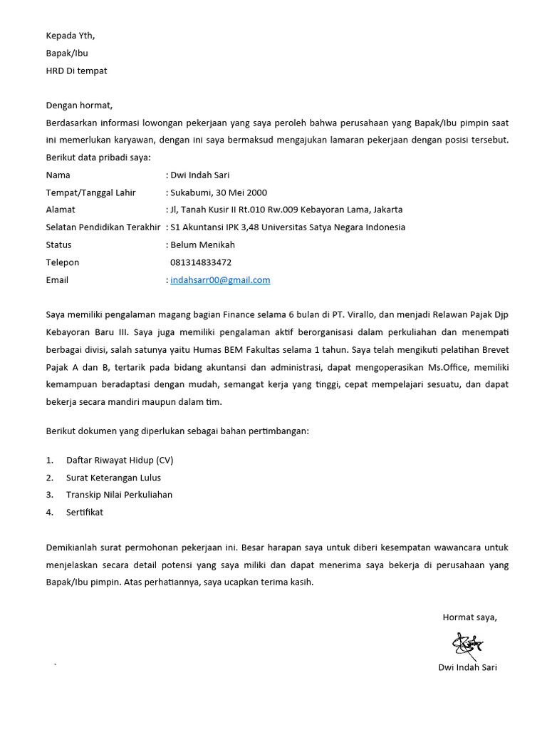 Dwi Indah Sari (CV) | PDF