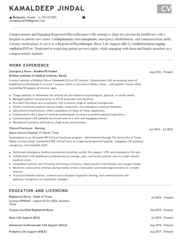 Nursing Resume PDF | PDF | Nursing | Emergency Department