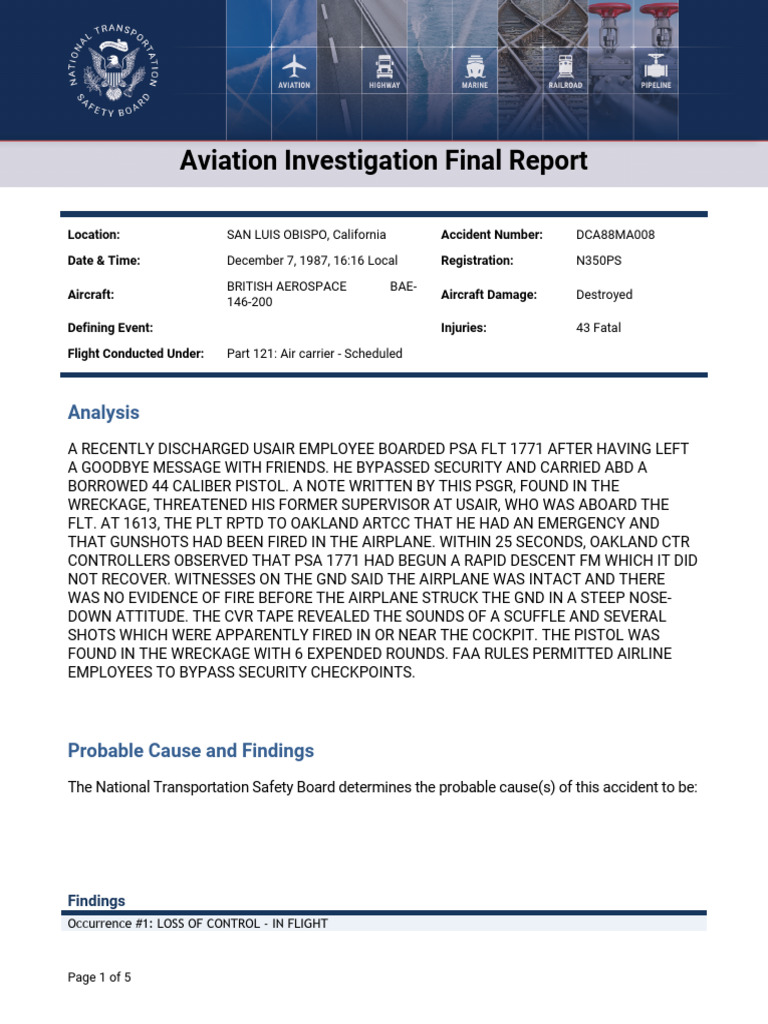 Pacific Southwest Airlines Flight 1771 | PDF