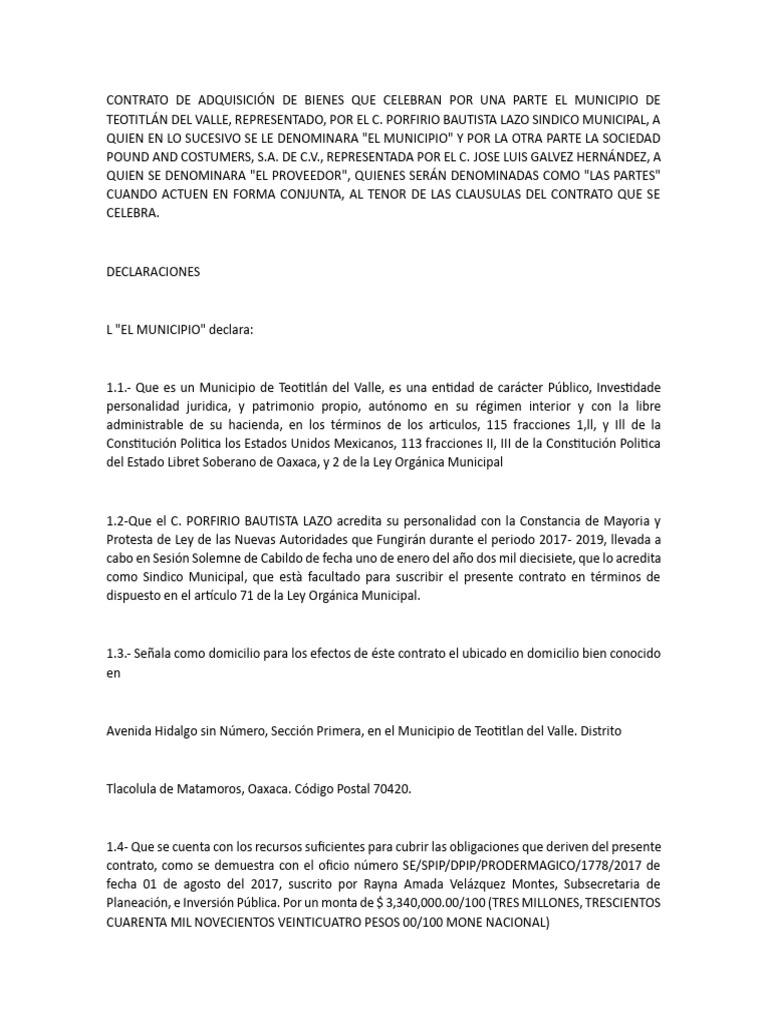 Contrato de Adquisición de Bienes | PDF | Pagos | Derecho empresarial