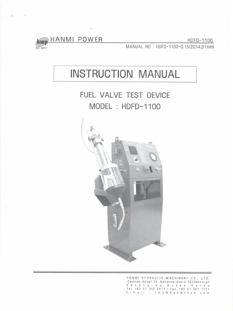 Fuel Valve Test Device Hdfd-1100-0.15 (2014.01) Hhi | PDF