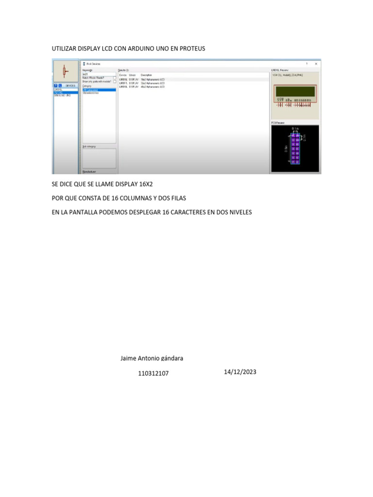 Utilizar Display LCD Con Arduino Uno en Proteus | PDF Utilizar Display LCD Con Arduino Uno en Proteus | PDF
