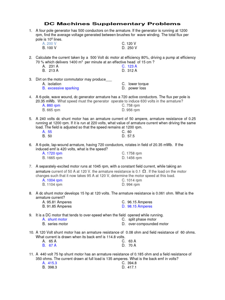 DC Machines Suppl Prob 2014 1 | PDF | Electric Motor | Volt