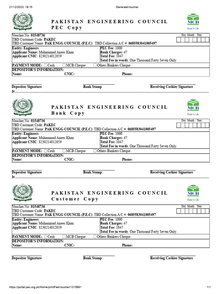 Generate Voucher | Download Free PDF | Cheque | Banks